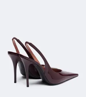 Amina Muaddi Patent Leather Slingback Pumps - Burgundy