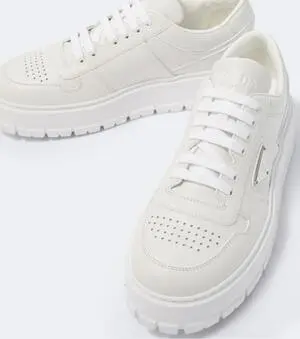 Prada Leather Lace-up Sneakers - White