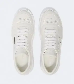 Prada Leather Lace-up Sneakers - White