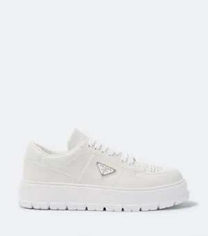 Prada Leather Lace-up Sneakers - White