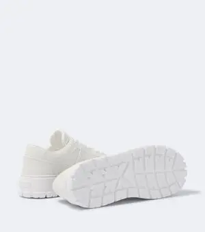 Prada Leather Lace-up Sneakers - White