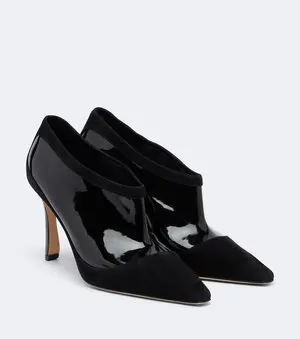 Manolo Blahnik Suede And Patent Leather Pumps