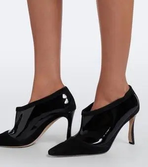 Manolo Blahnik Suede And Patent Leather Pumps