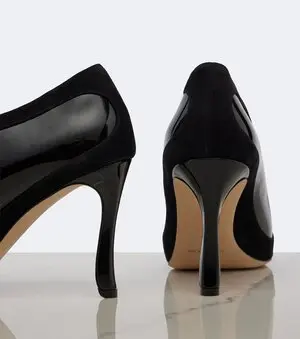 Manolo Blahnik Suede And Patent Leather Pumps