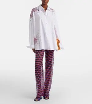 Dries Van Noten Polka-dot Silk Straight Pants