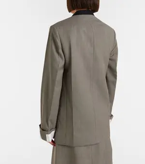 Victoria Beckham Herringbone Virgin Wool Blazer
