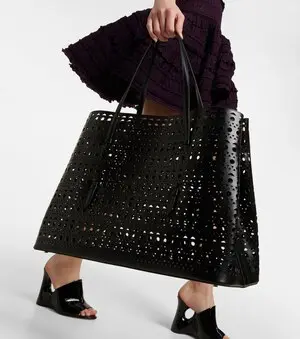 Alaïa Mina 50 Large Leather Tote Bag - Black