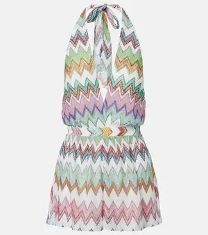 Missoni Zigzag Lamé Halter Neck Romper - Multicoloured