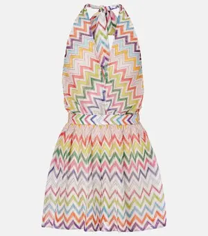 Missoni Zigzag Lamé Halter Neck Romper - Multicoloured
