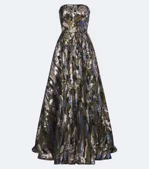 Elie Saab Embellished Silk-blend Bustier Gown