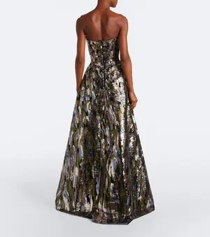 Elie Saab Embellished Silk-blend Bustier Gown