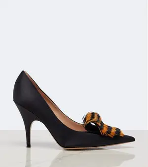 GIANVITO ROSSI Feather-trimmed Satin Pumps