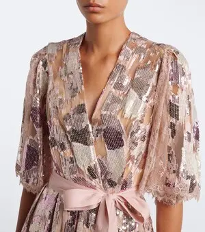 Elie Saab Sequined Silk-blend Tulle Wrap Dress