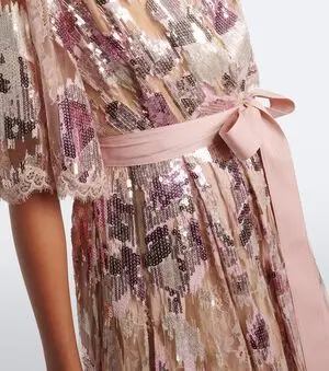Elie Saab Sequined Silk-blend Tulle Wrap Dress