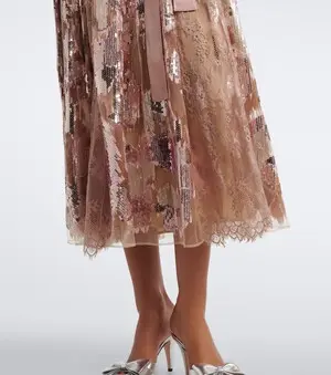 Elie Saab Sequined Silk-blend Tulle Wrap Dress