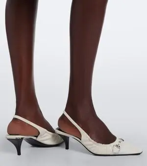 Gucci Vittoria Horsebit Leather Slingback Pumps