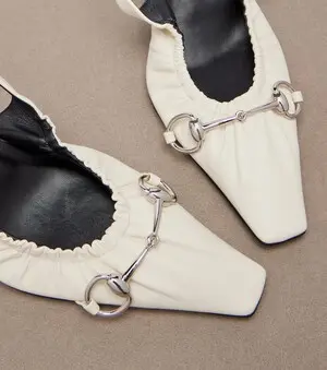 Gucci Vittoria Horsebit Leather Slingback Pumps