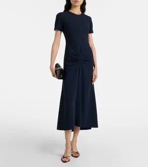 Victoria Beckham Gathered Jersey Midi Dress - Blue