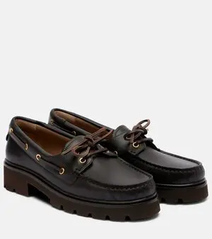 GIANVITO ROSSI Olonne Leather Boat Shoes