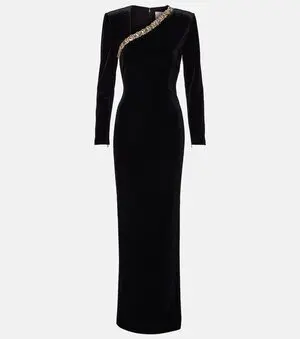 Roland Mouret Embellished Velvet Gown - Black