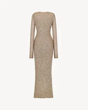 Saint Laurent Long Sequin Dress In Knit
