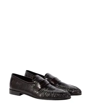 THE ROW Soft Eel Leather Loafers - Brown