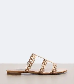 AQUAZZURA Infinity Chain Mirrored Leather Sandals
