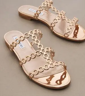 AQUAZZURA Infinity Chain Mirrored Leather Sandals