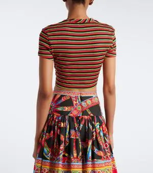 Dolce & Gabbana Cropped Striped Cotton T-shirt