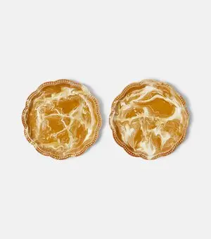 CABANA Marbled Set Of 2 Ceramic Dinner Plates - Brown