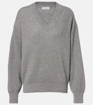 Brunello Cucinelli Ribbed-knit Cashmere-blend Sweater - Beige