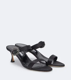 Manolo Blahnik Zutosanmu Embellished Satin Mules