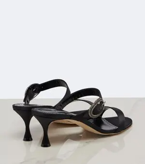 Manolo Blahnik Zutosanmu Embellished Satin Mules