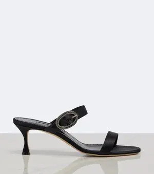 Manolo Blahnik Zutosanmu Embellished Satin Mules