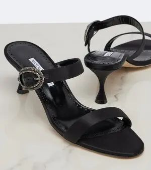Manolo Blahnik Zutosanmu Embellished Satin Mules