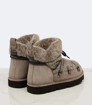 Brunello Cucinelli Monili Shearling And Suede Snow Boots