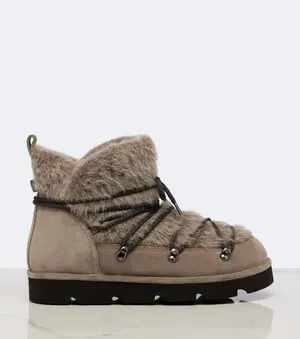 Brunello Cucinelli Monili Shearling And Suede Snow Boots