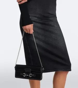 Gucci Horsebit Leather Wallet On Chain - Black