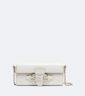 Gucci Horsebit Leather Wallet On Chain White