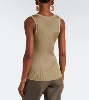 Saint Laurent Cassandre Ribbed-knit Tank Top - Beige