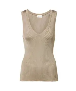 Saint Laurent Cassandre Ribbed-knit Tank Top - Beige