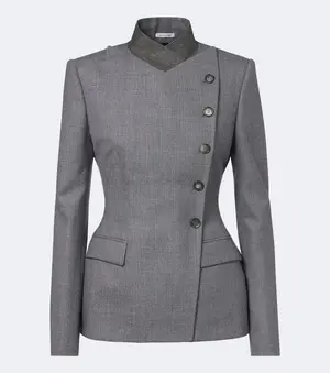 Alexander McQueen Pinstripe Peplum Blazer - Grey
