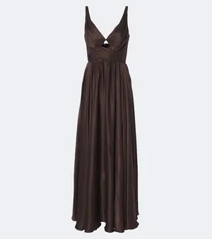 Zimmermann Draped Silk Maxi Dress - Brown