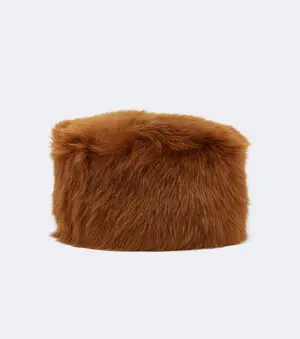 Saint Laurent Shearling Hat - Brown