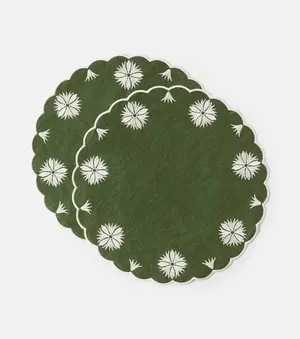 CABANA Olive Set Of 2 Linen And Cotton Placemats
