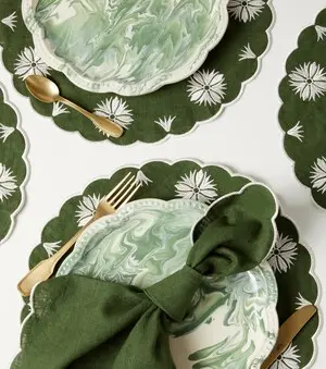 CABANA Olive Set Of 2 Linen And Cotton Placemats