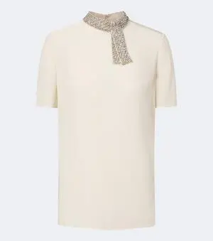 Valentino Garavani Embellished Silk Crêpe De Chine Top