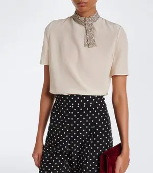 Valentino Garavani Embellished Silk Crêpe De Chine Top
