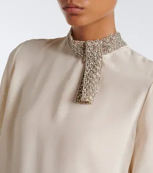 Valentino Garavani Embellished Silk Crêpe De Chine Top