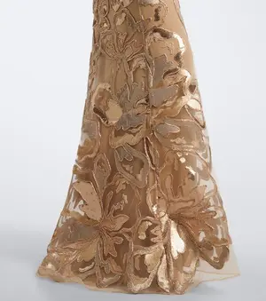Elie Saab Embroidered Sequined Tulle Gown